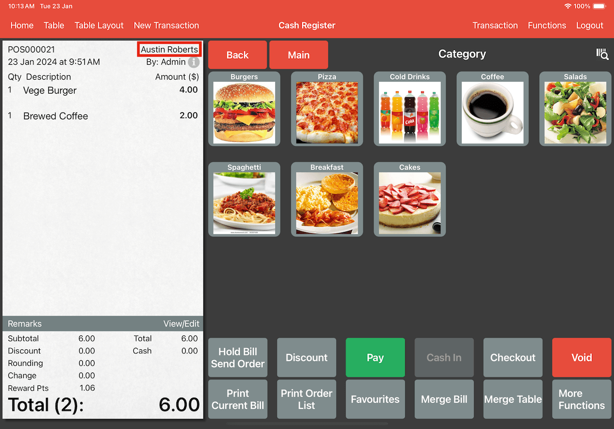 Assigning Customer to Order | MobiPOS
