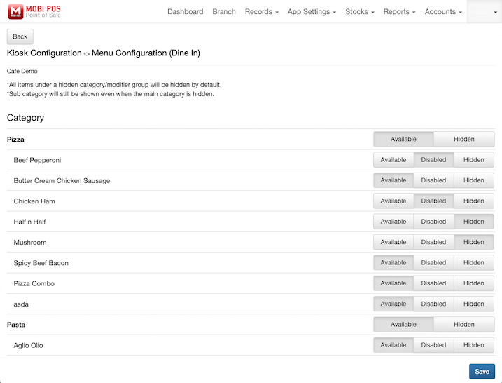 Kiosk Dine In | MobiPOS