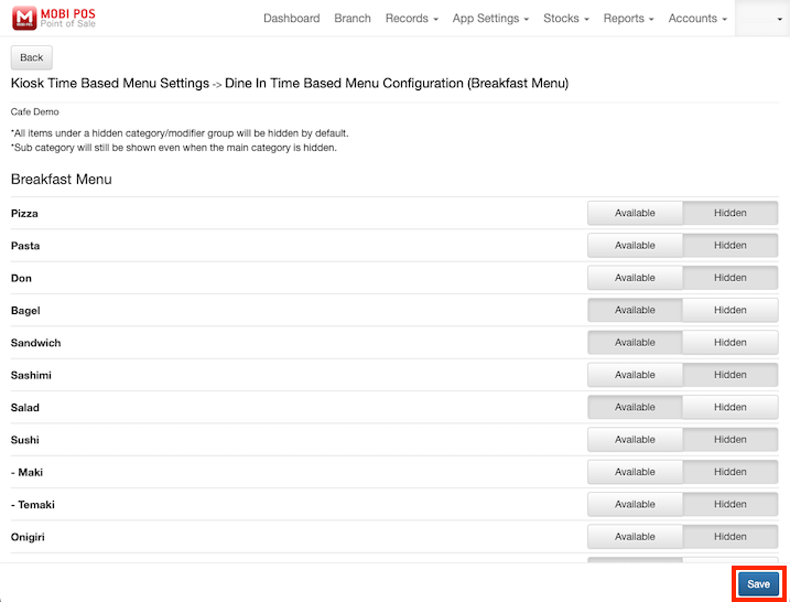 Kiosk Dine In | MobiPOS